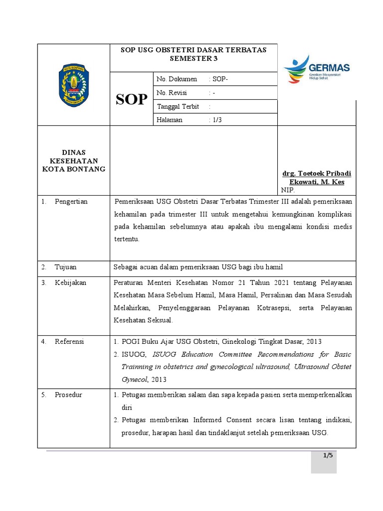 Sop Usg Trimester Iii | PDF
