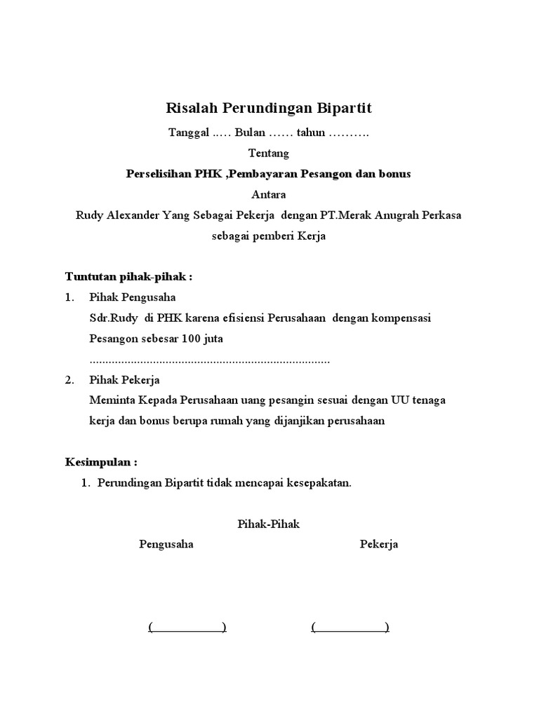 Risalah Perundingan Bipartit Up | PDF