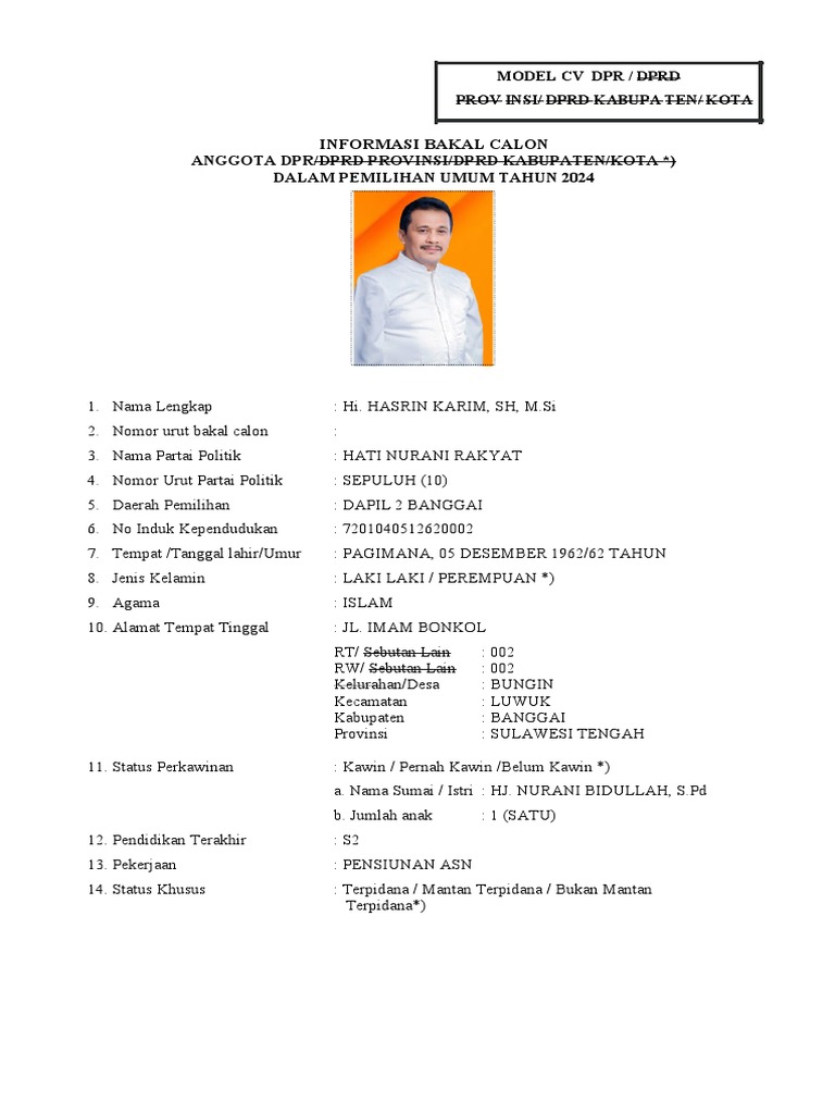 CV Hasrin Karim | PDF