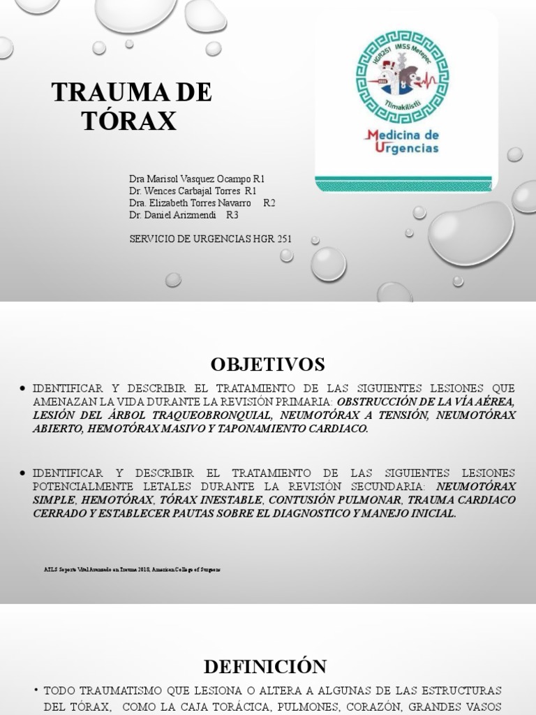 Trauma de Tórax | PDF | Lesión | Enfermedades y trastornos