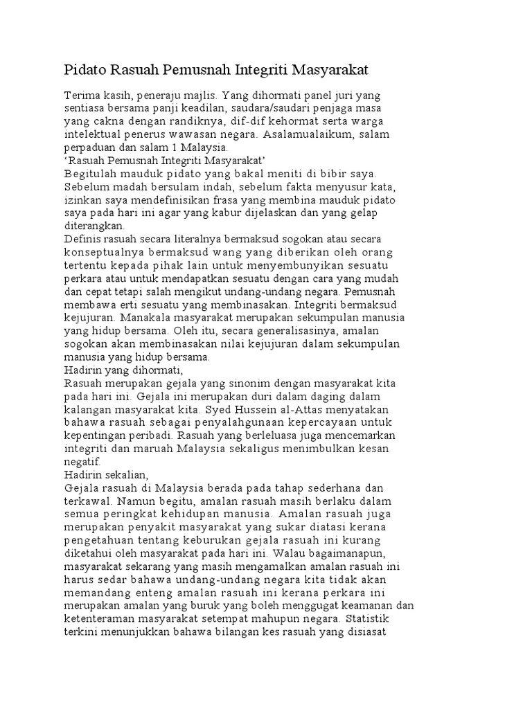 Pidato Rasuah | PDF