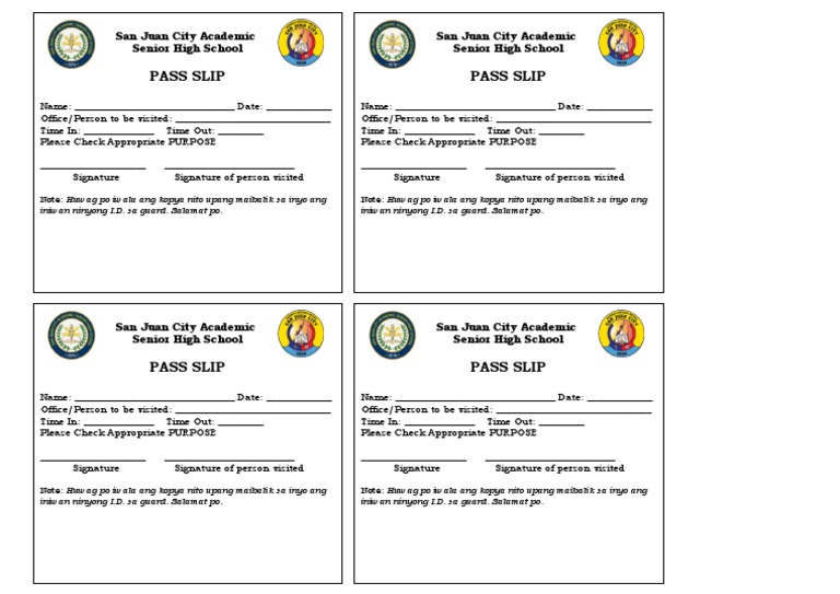 Pass Slip Acads | PDF