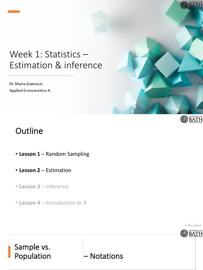 Week 1 2 Estimation | PDF | Variance | Confidence Interval