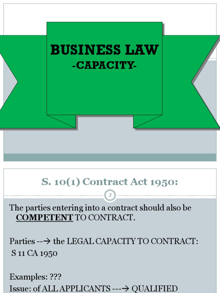 Legal Capacity in Contract Law | PDF | Civil Law (Legal System ...