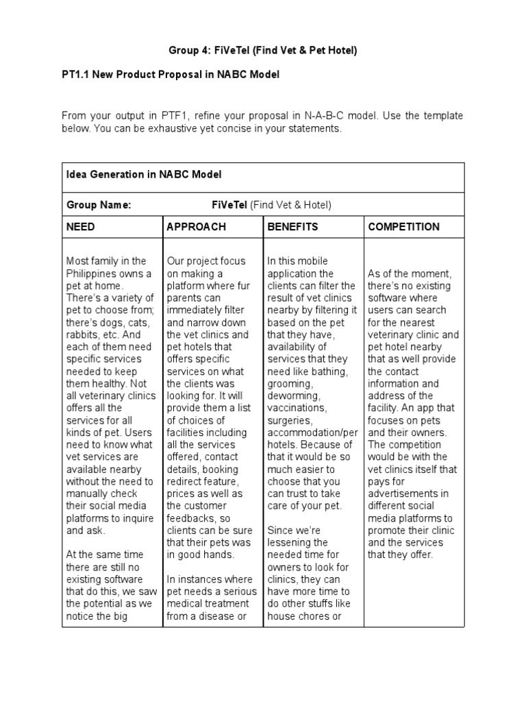 Group4_ALL4PET_NABC MODEL.docx | PDF | Pet