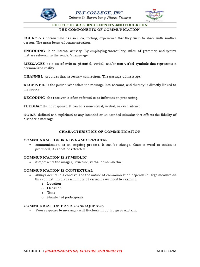 Module 1-The Components of Communication | PDF | Communication ...