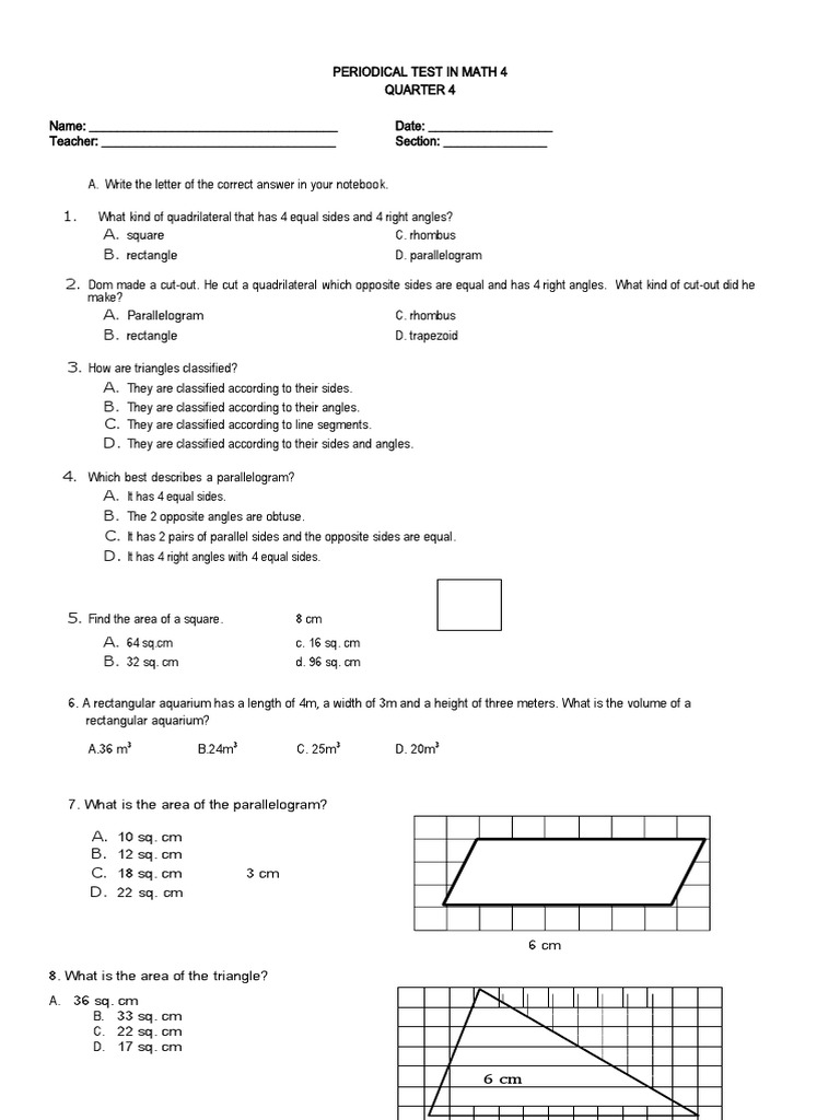 Math 4 | PDF | Geometry | Geometric Shapes