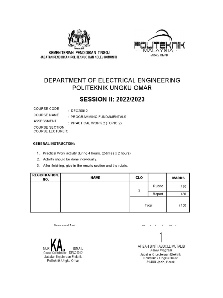 Labsheet PW2 | PDF