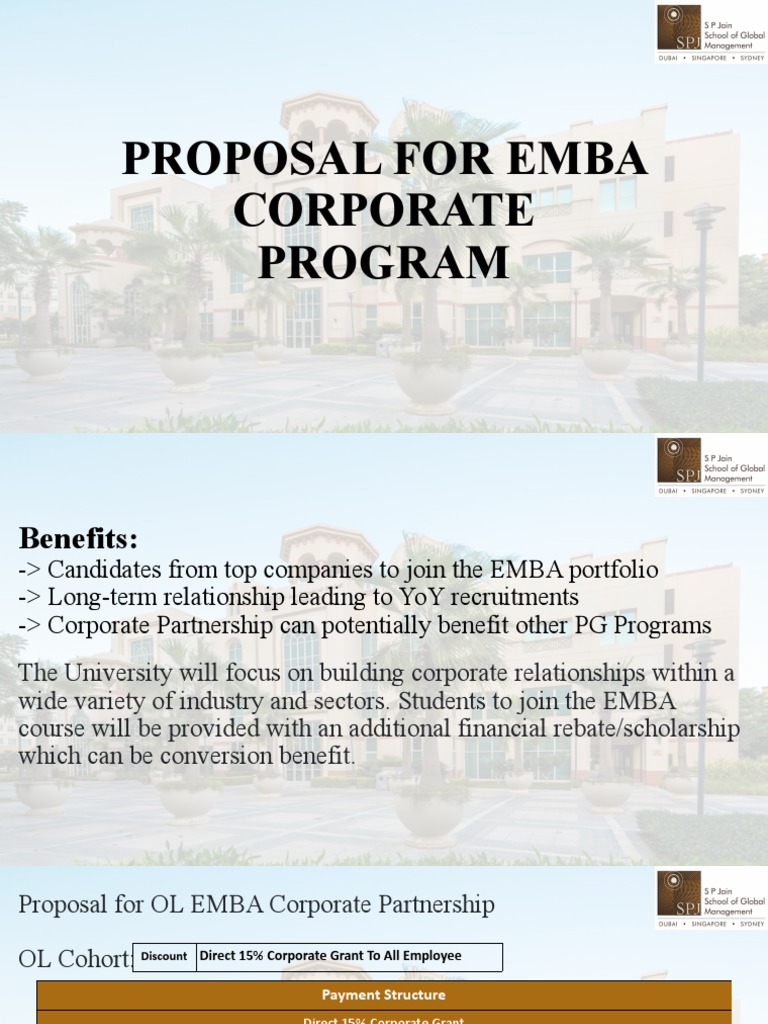 EMBA Corporate Partnership Proposal | PDF | Value Added Tax | Business