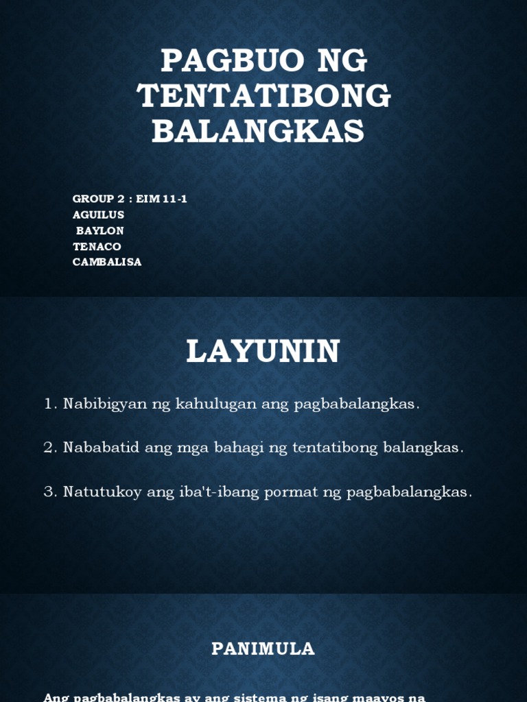 Pagbuo NG Tentatibong Balangkas Group 2 | PDF