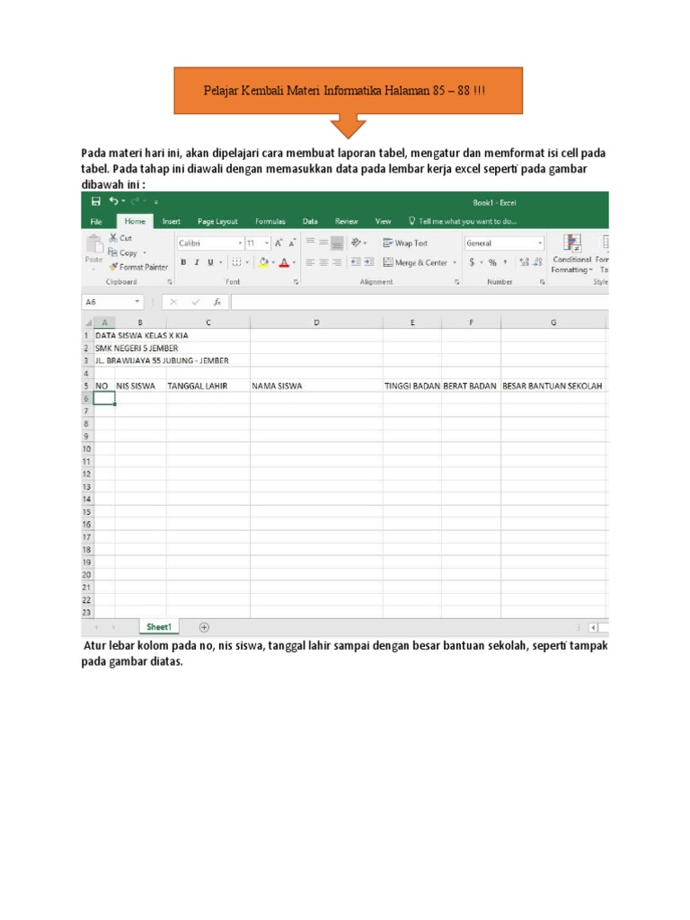 Panduan Membuat Tabel di Excel | PDF