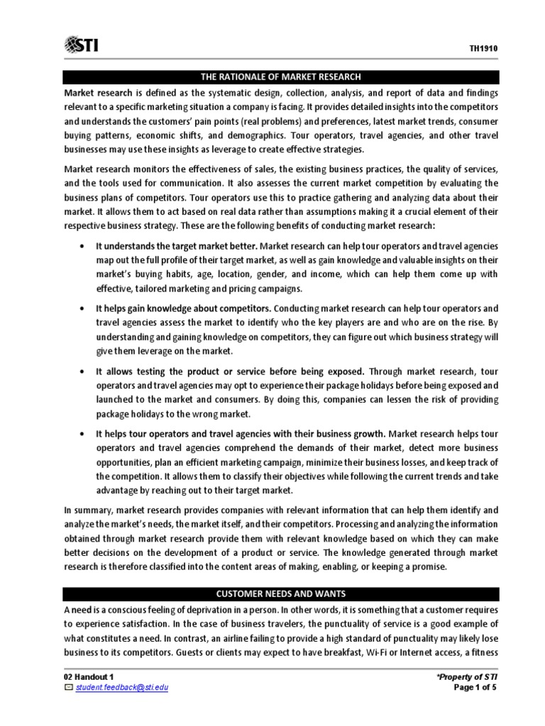 02 Handout 14 Tour Package | PDF | Marketing Research | Marketing