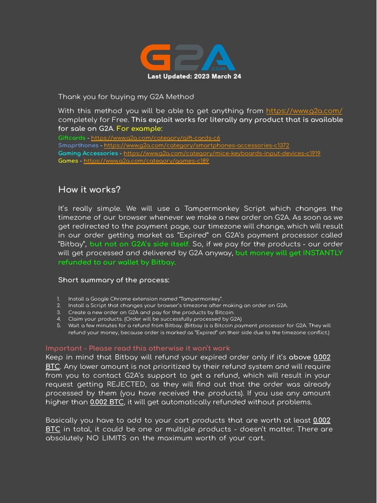 G2A Method 2023 (Works As of March 30th) | PDF | Bitcoin | Payments