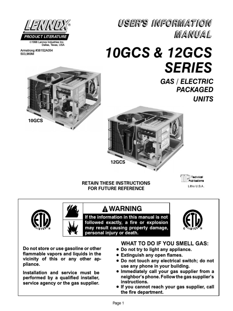 Lennox 10GCS and 12GCS | PDF | Heat Exchanger | Thermostat