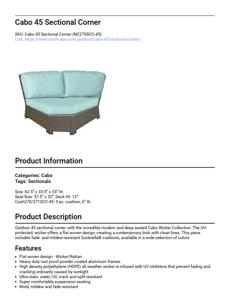 NorthCape - Cabo 45 Sectional Corner | PDF