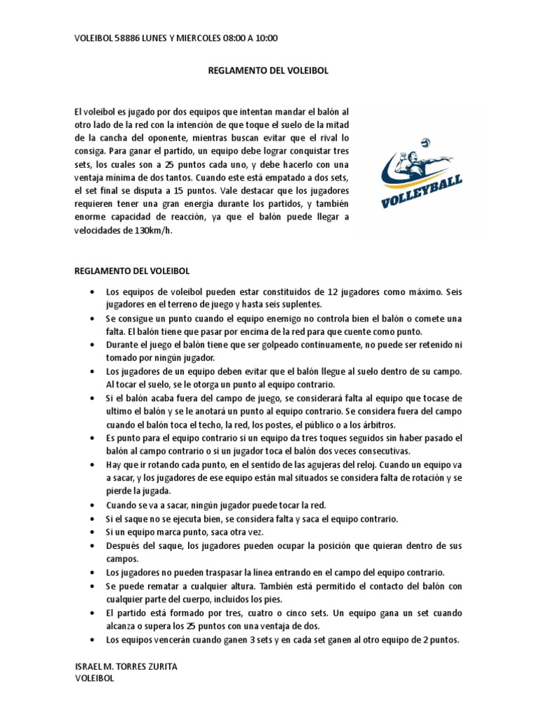 Reglamento De Voleibol Pdf Vóleibol Deportes