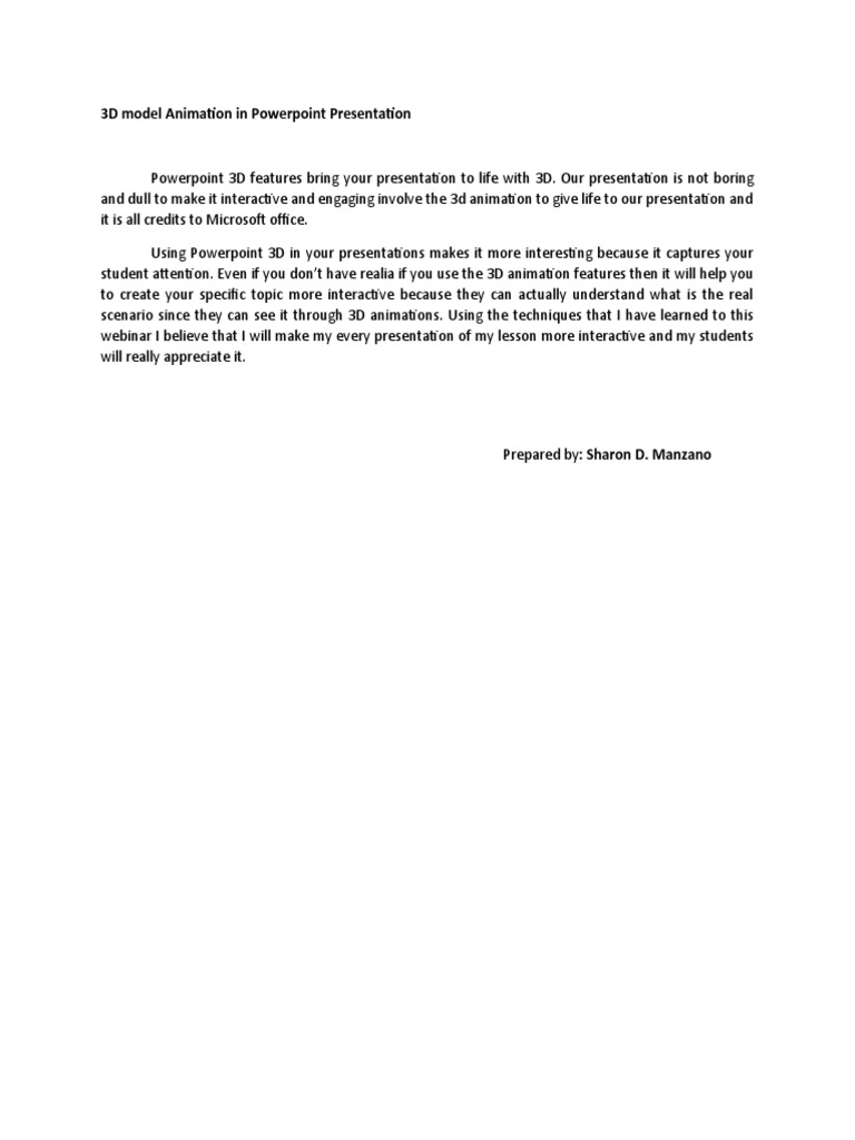 3D Model Animation in Powerpoint Presentation | PDF