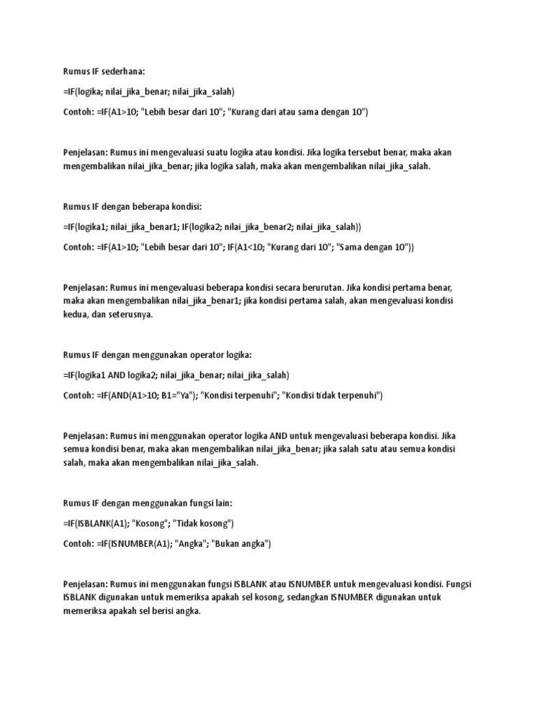 Panduan Lengkap Rumus IF Excel | PDF | Metode & Bahan Ajar