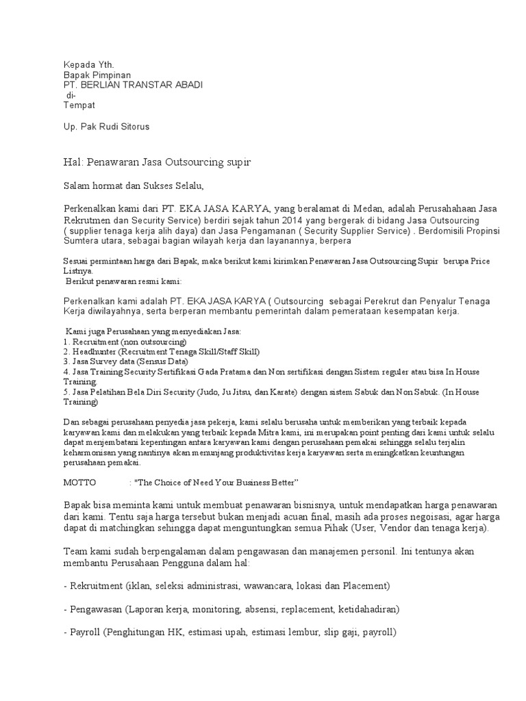 Contoh Penawaran Via Email | PDF