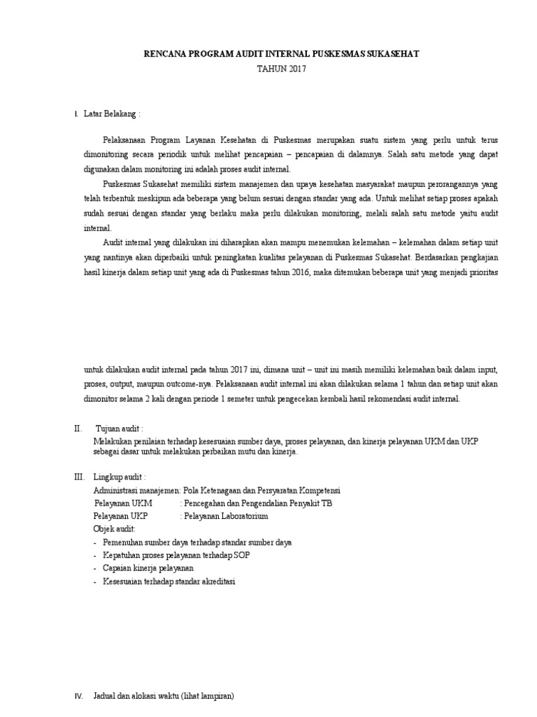 Studi Kasus Rencana Audit Internal (Kel. 4) | PDF