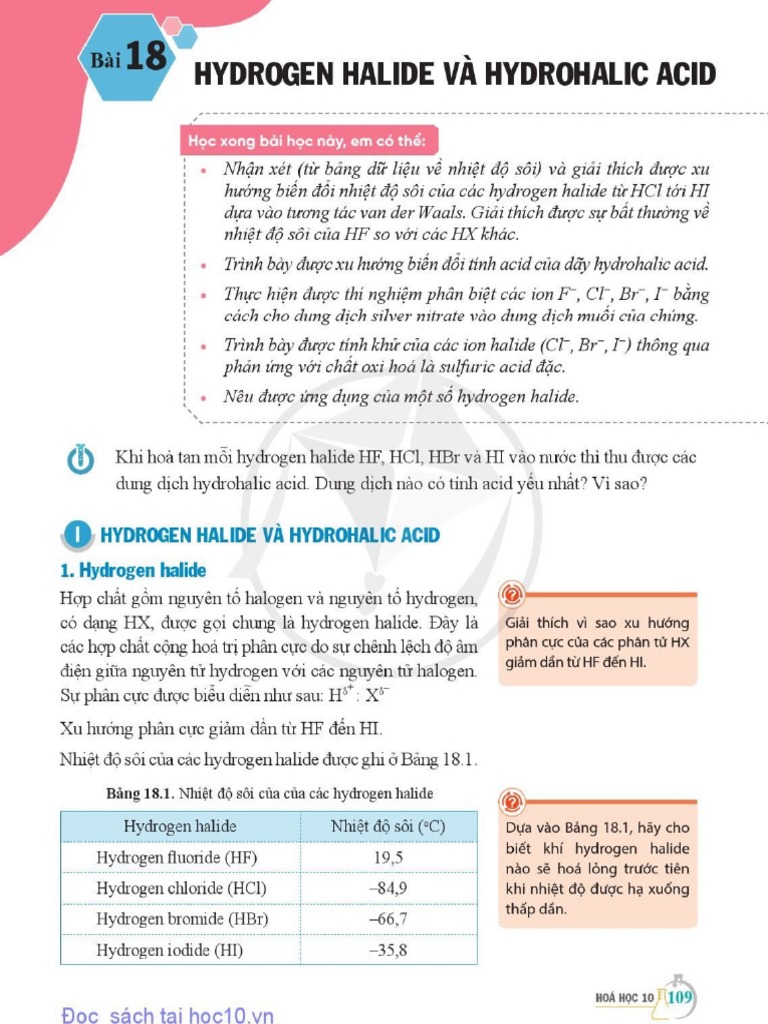 Hydrogen Halide Và Hydrohalic Acid | PDF
