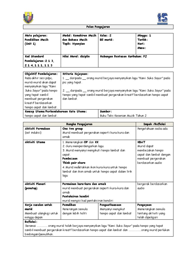 2022-2023 RPH Pendidikan Muzik Tahun 2 | PDF