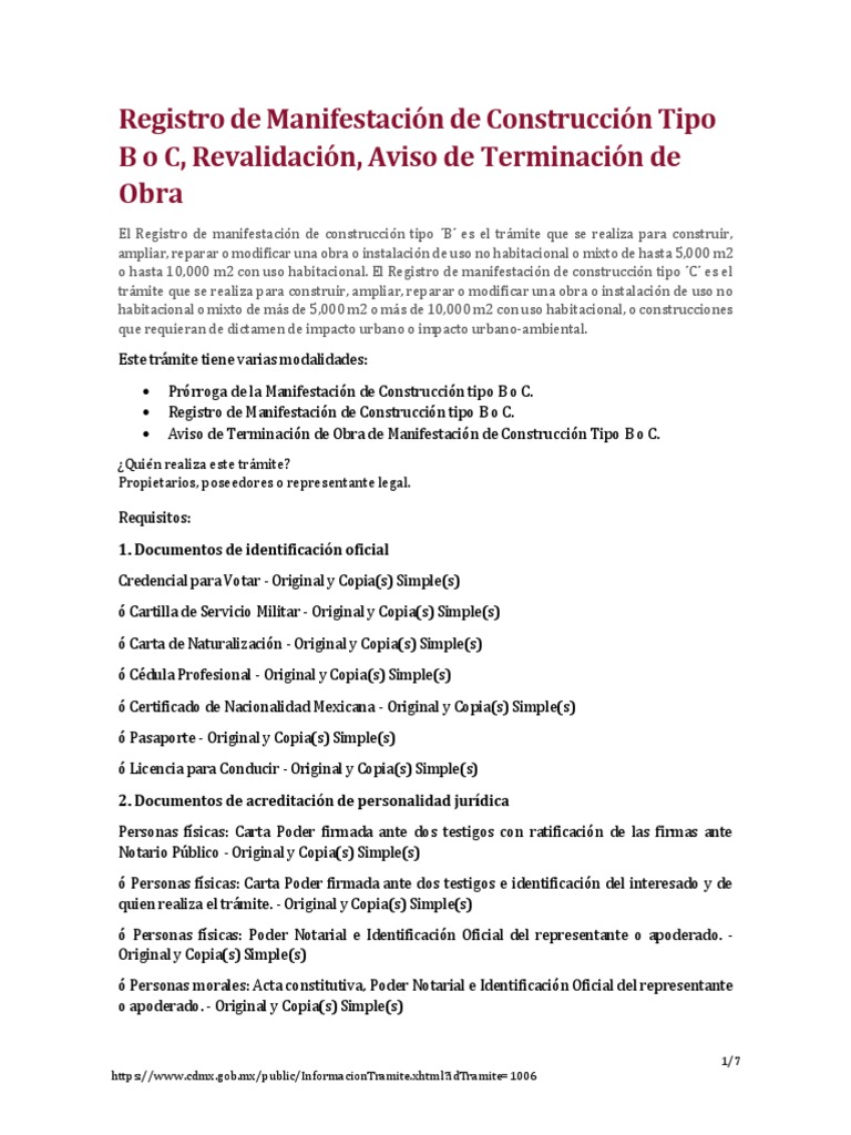 Registro de Manifestación de Construcción | PDF | Ciudad de México | México