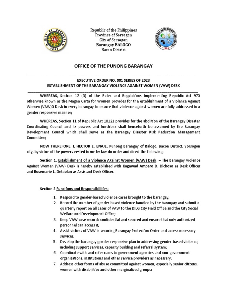 VAW Desk EO 2023 | PDF