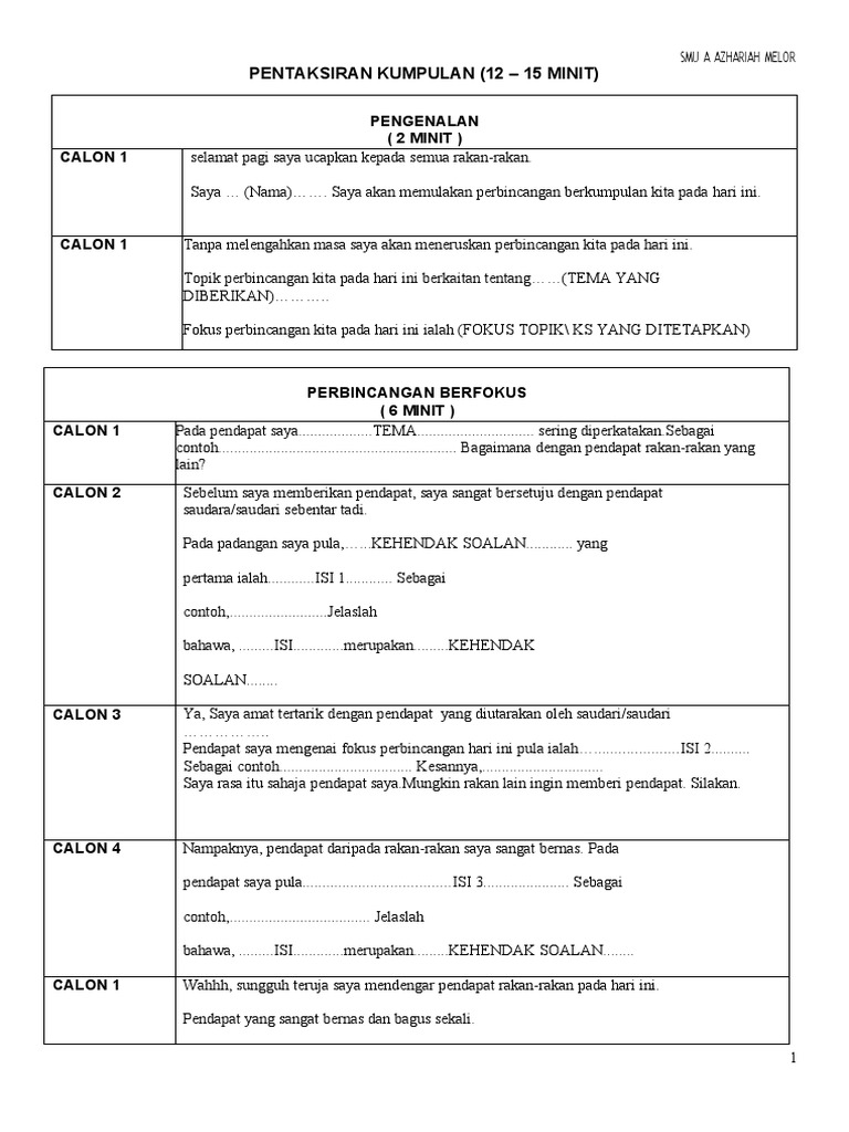 SKRIP CONTOH KUMPULAN | PDF