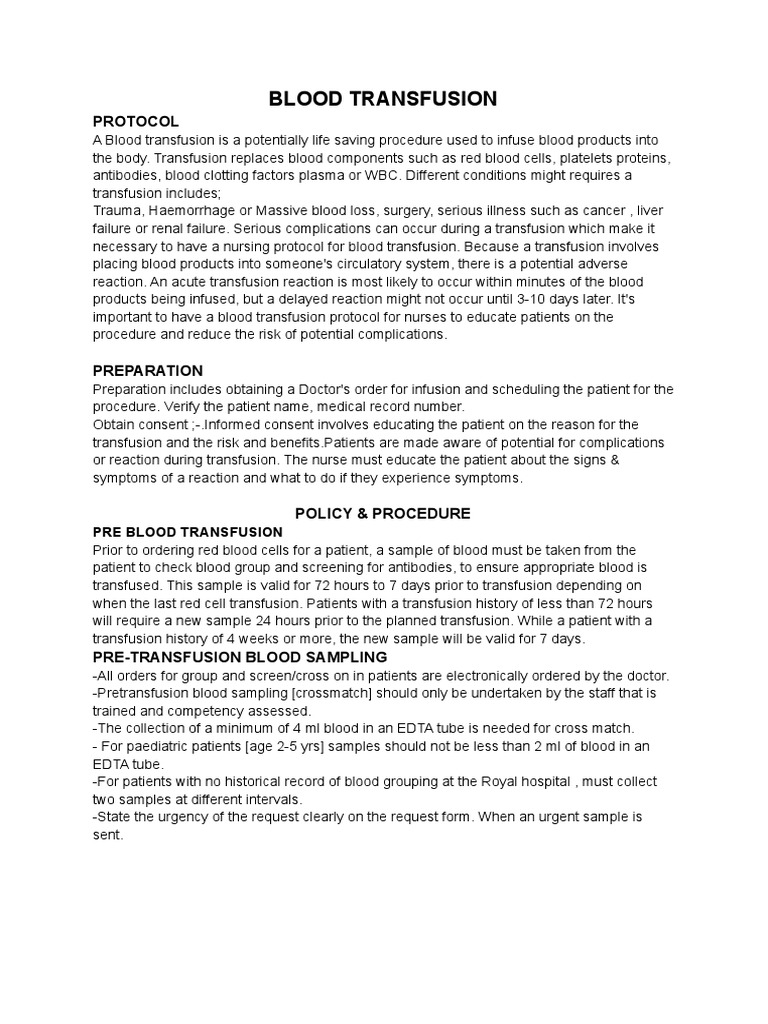 Blood Transfusion | PDF