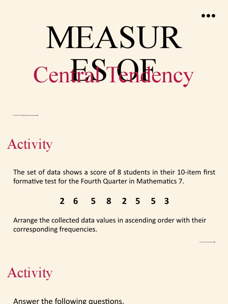 Central Tendency | PDF | Career & Growth | Teaching Methods & Materials