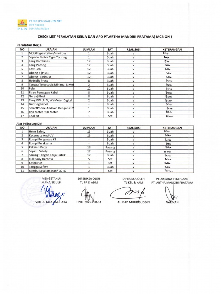 CHECK LIST APD | PDF