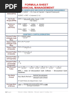 Financial Management Formula Sheet: Chapter 1: Nature, Significance and ...