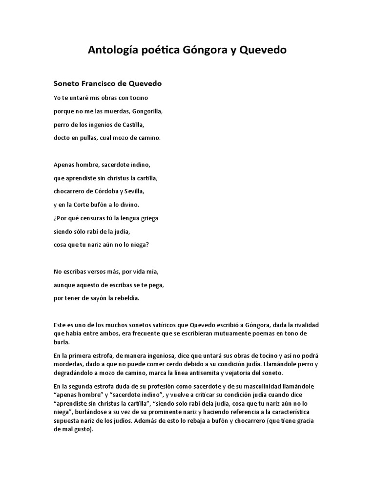 Antología Poética Góngora y Quevedo | PDF
