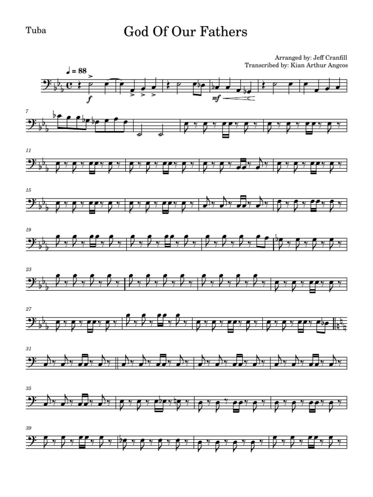 Tuba Arrangement: God Of Our Fathers | PDF