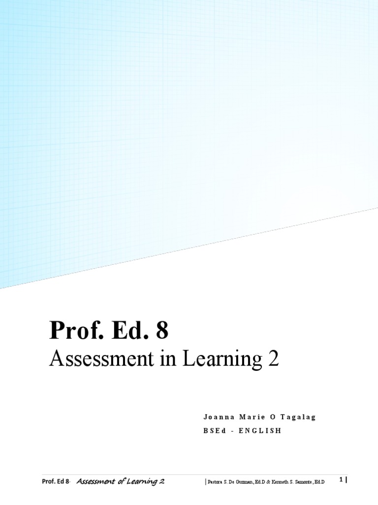 Assessment in Learning 2 (Prof Ed 8) | PDF | Educational Assessment | Rubric (Academic)