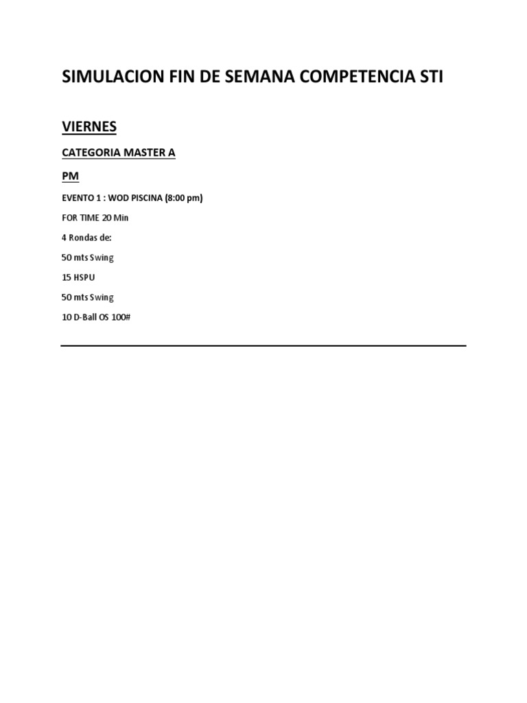 Simulacion Fin de Semana Competencia Sti | PDF