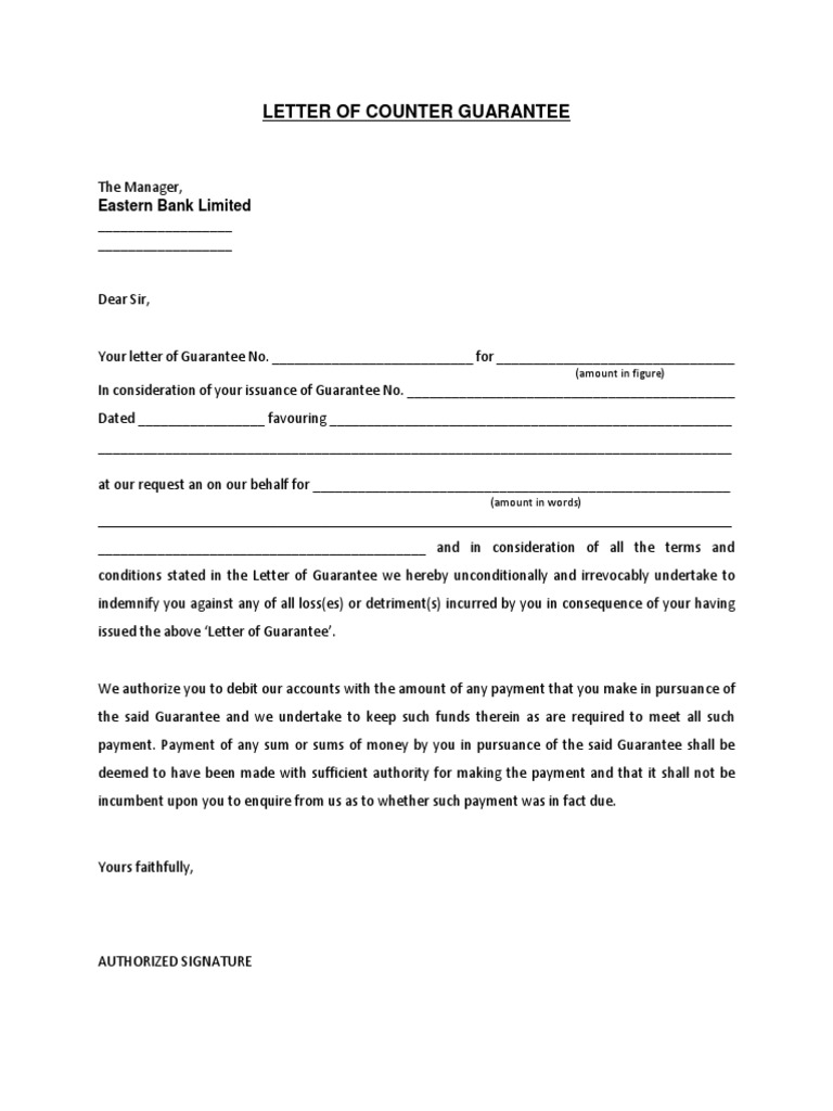 Counter Guarantee Format | PDF