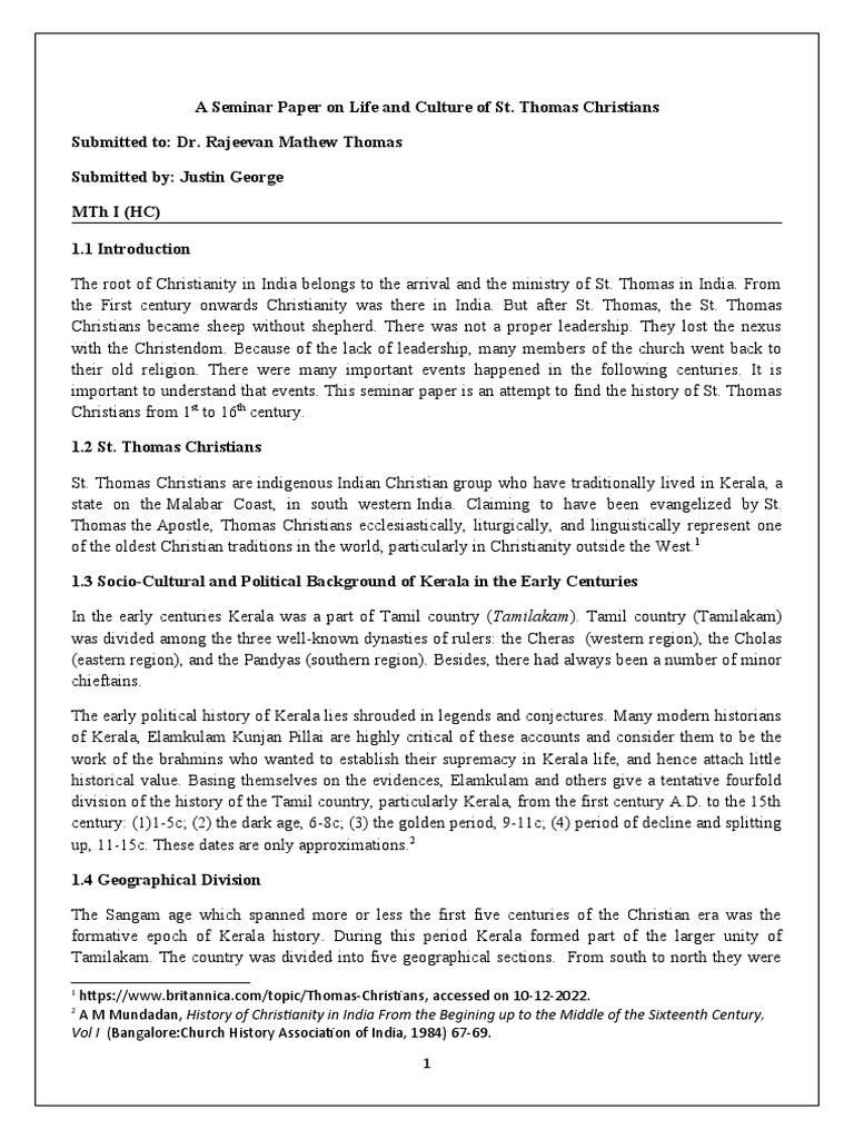 Life of St. Thomas Christians | PDF | Kerala