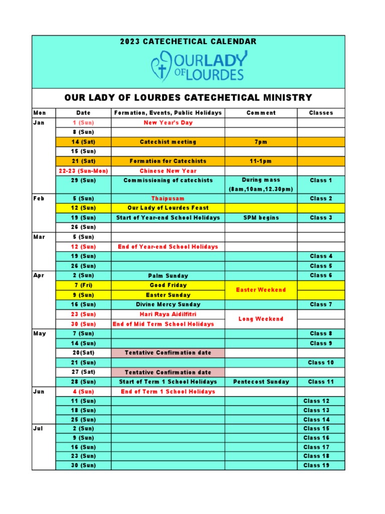 2023 Catechetical Calendar Overview | PDF | Observances | Christian ...