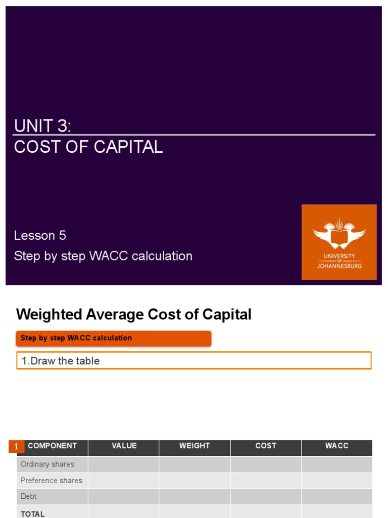 Unit 3 Lesson 5 Step by Step WACC | Download Free PDF | Cost Of Capital ...