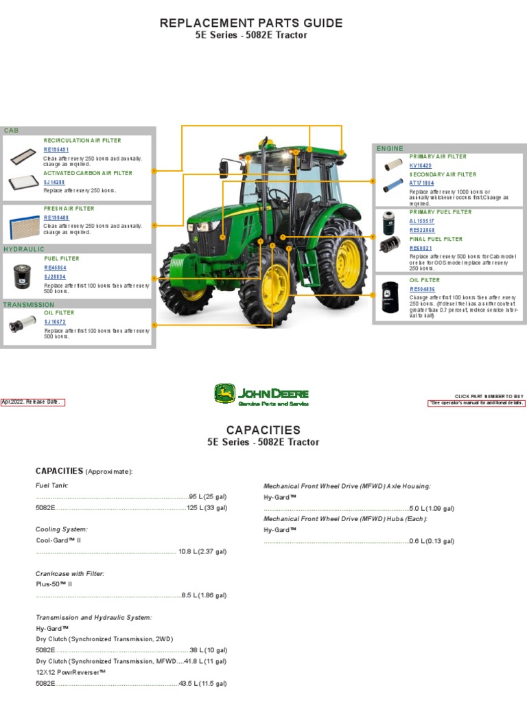 5E Series 5082E Tractor Replacement Parts Guide | PDF | Tractor | Truck