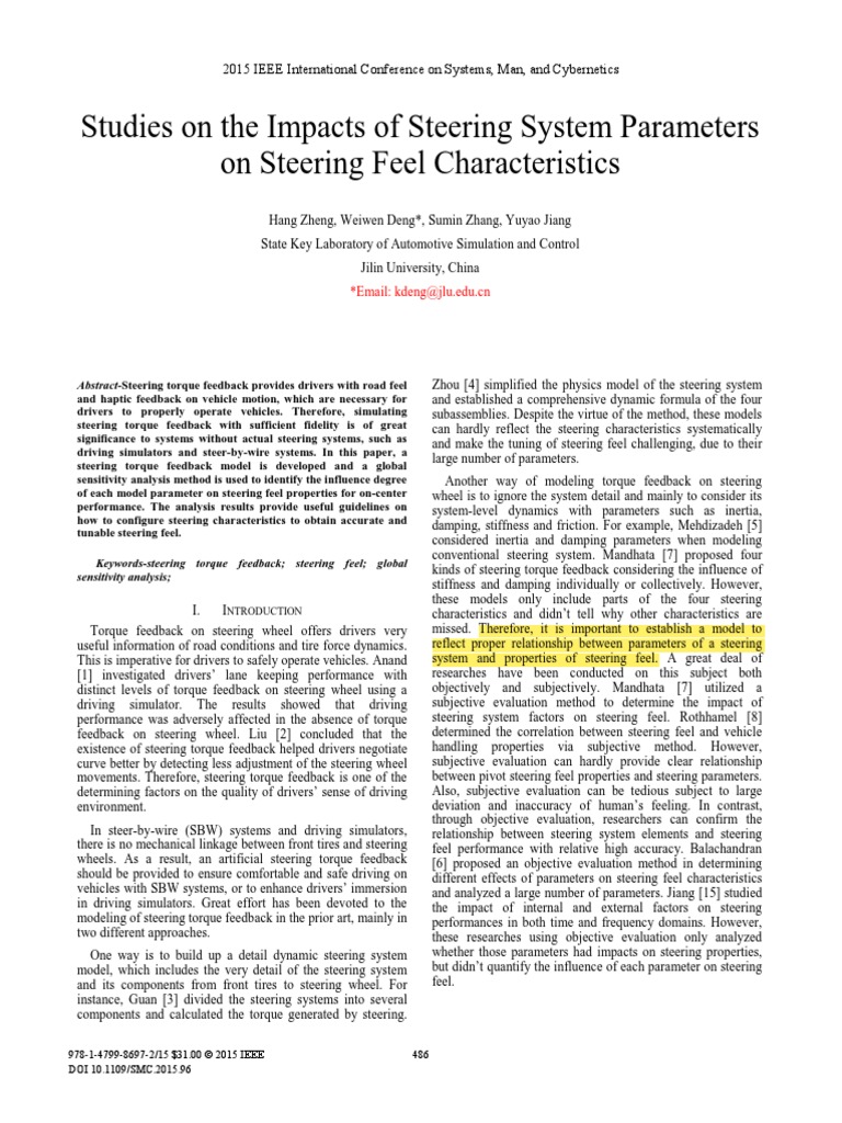 Steering Feel | PDF | Steering | Sensitivity Analysis