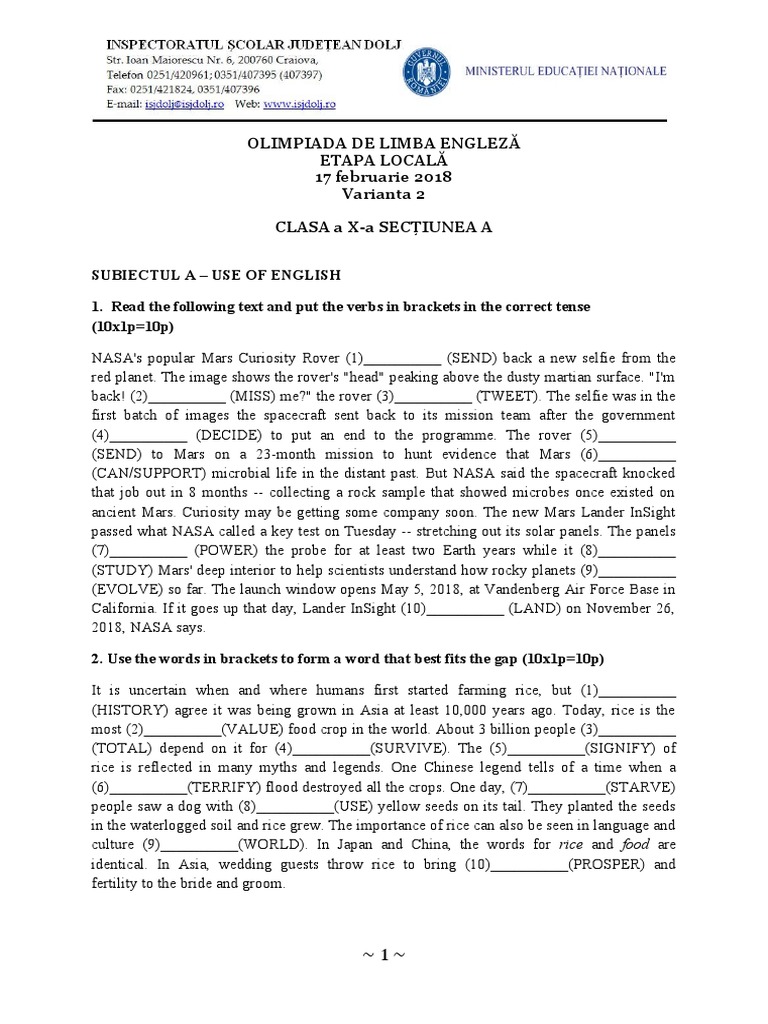 10 A Subiecte | PDF | Mars | Insight