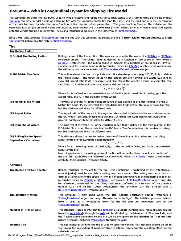 TireConn - Vehicle Longitudinal Dynamics Slipping Tire Model | PDF ...