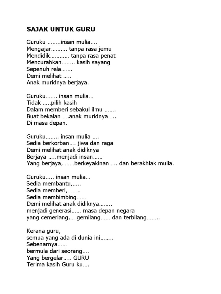 Sajak Untuk Guru | PDF