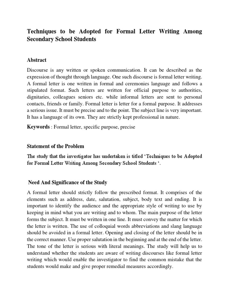 Formal Letter Writing | PDF | Questionnaire | Discourse