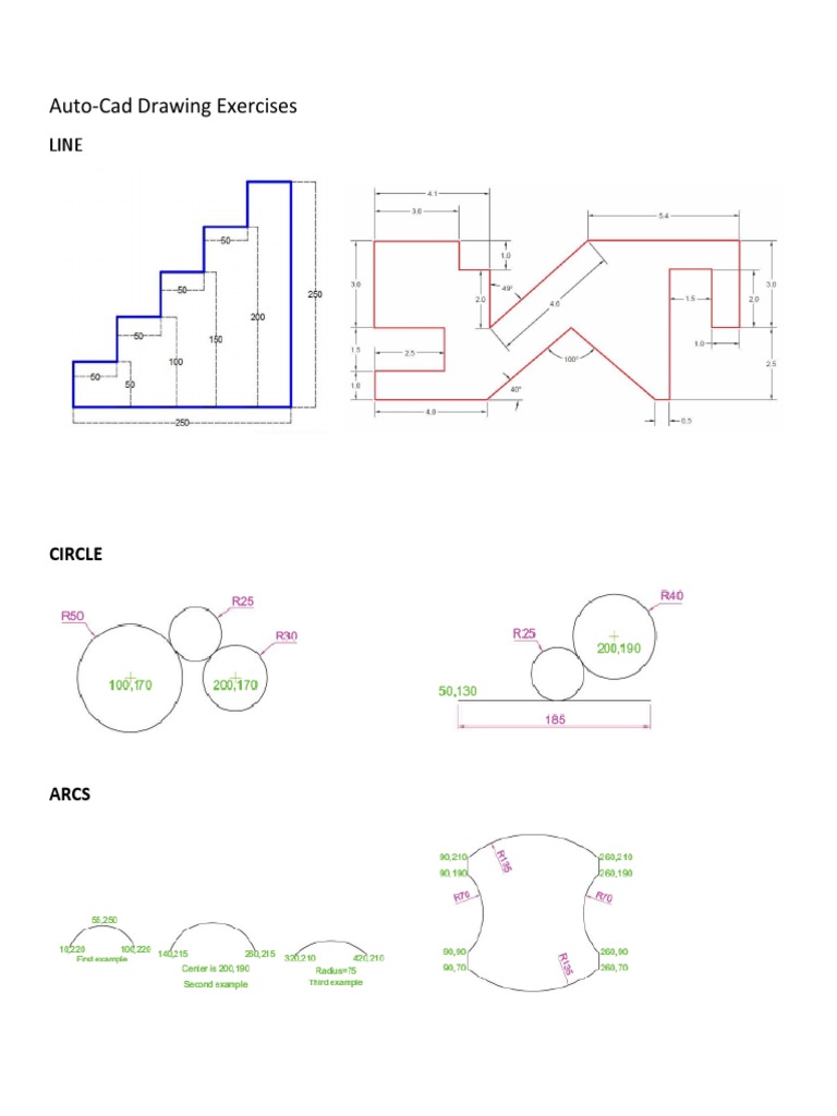 Autocad Drawing Exercises 1 (24.5.2021) | PDF