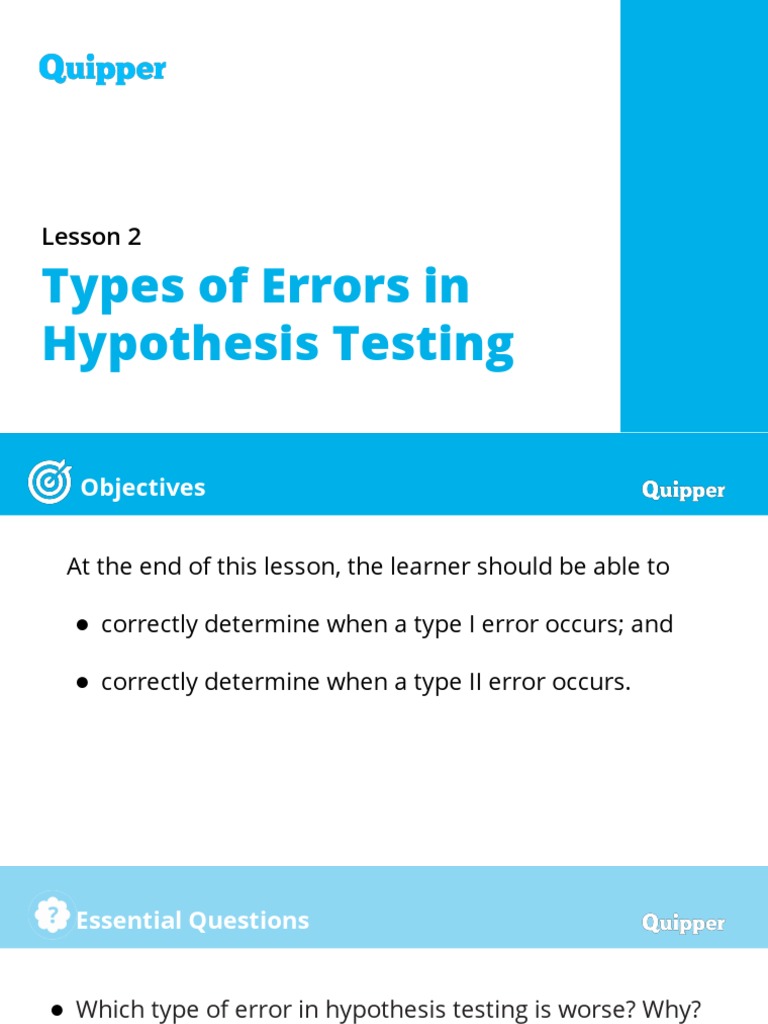 Types of Errors in Hypothesis Testing | PDF | Type I And Type Ii Errors ...
