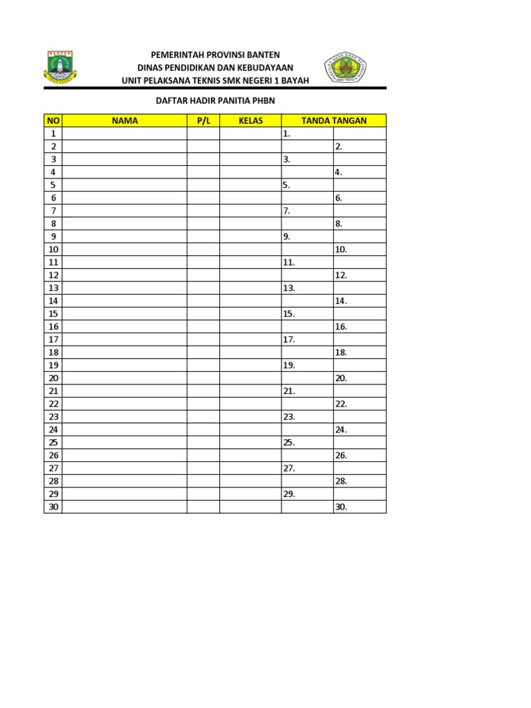 Absen Panitia PHBN | PDF